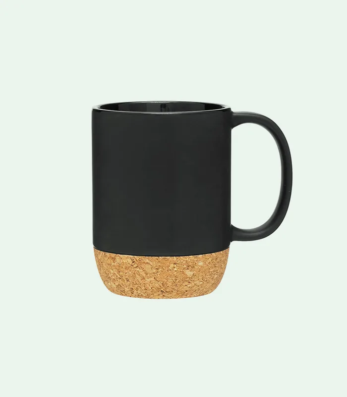 Matte Black Ceramic Mug with Natural Cork Base - 跨境小天-独立站全流程记录